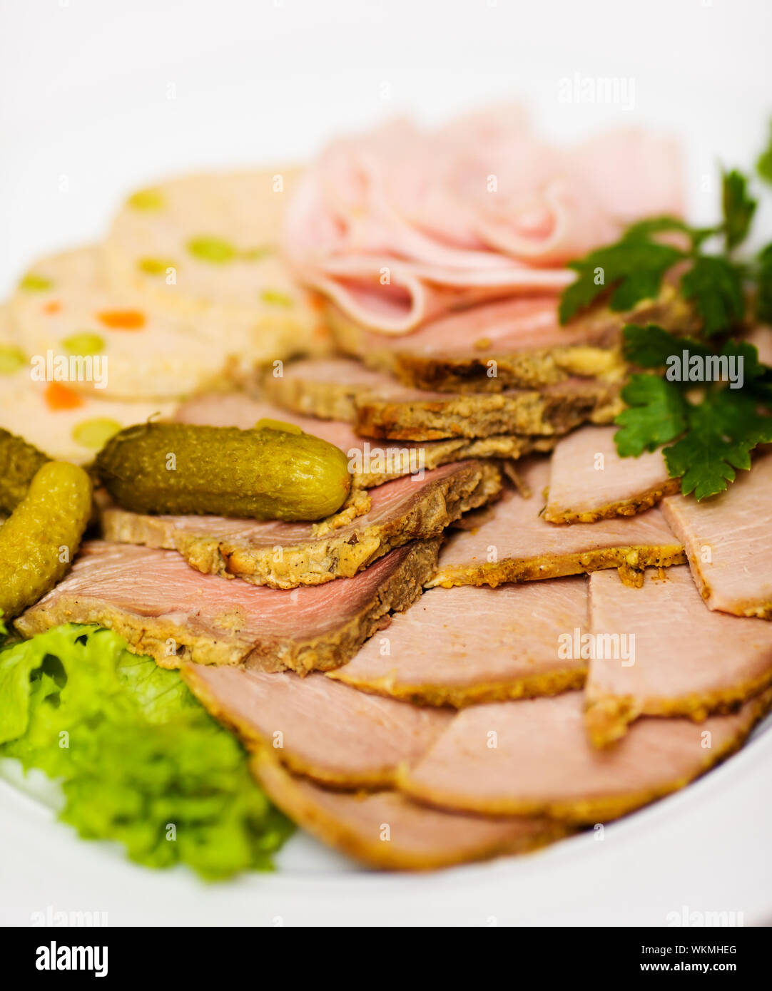 Meat bloated sausage slices on hi-res stock photography and images - Alamy