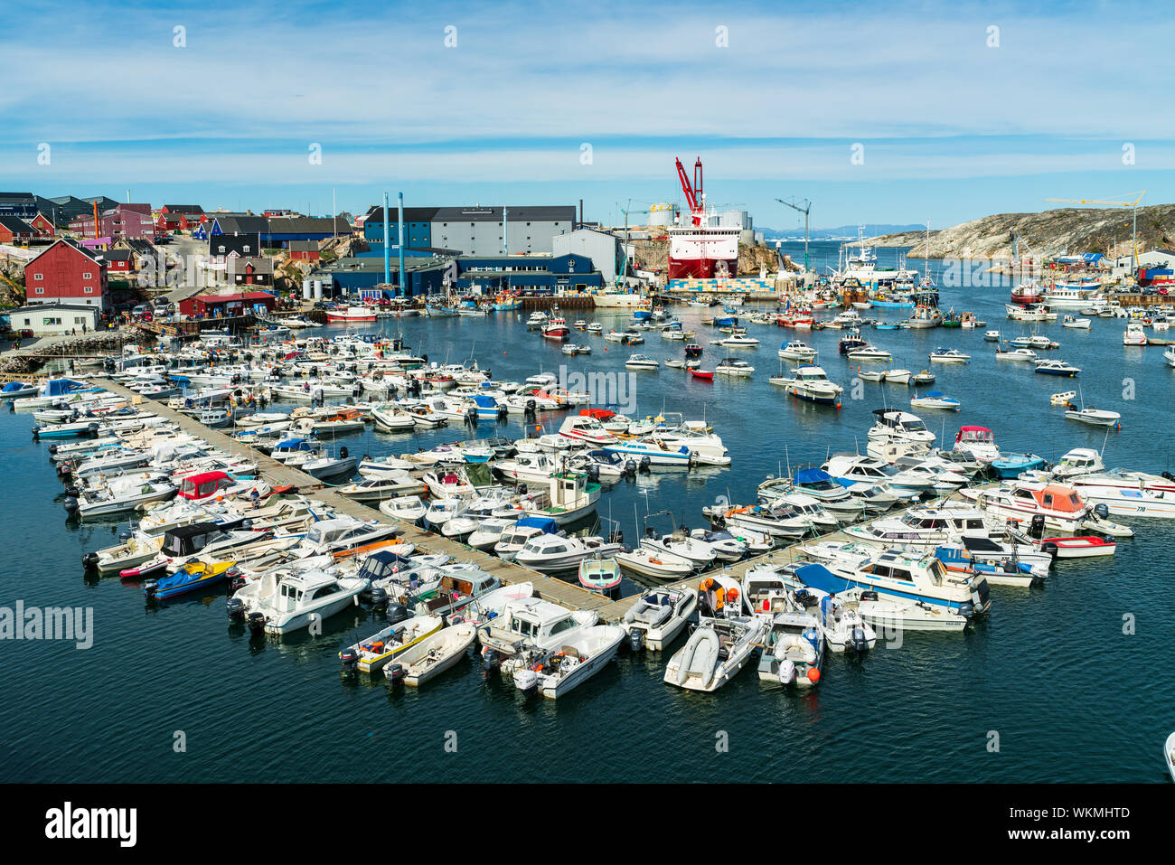 Ilulissat cruise ship harbor and boat harbour on famous Greenland ...