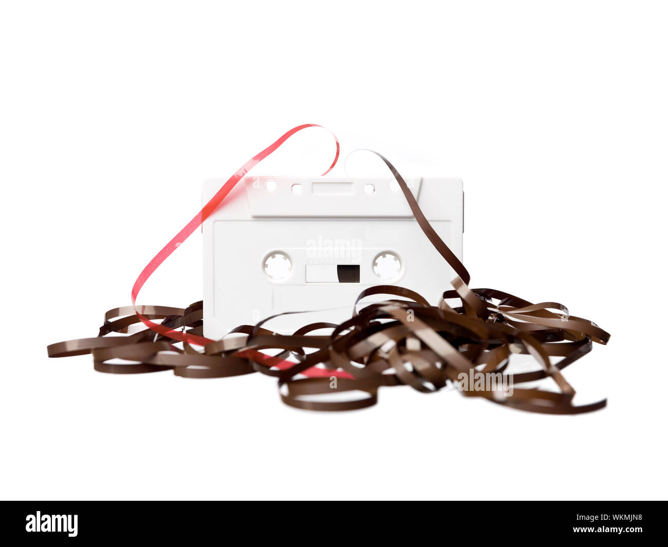 Broken audio cassette isolated on a white background Stock Photo - Alamy