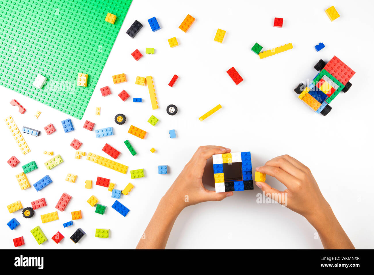 Boy playing lego bricks hi-res stock photography and images - Alamy