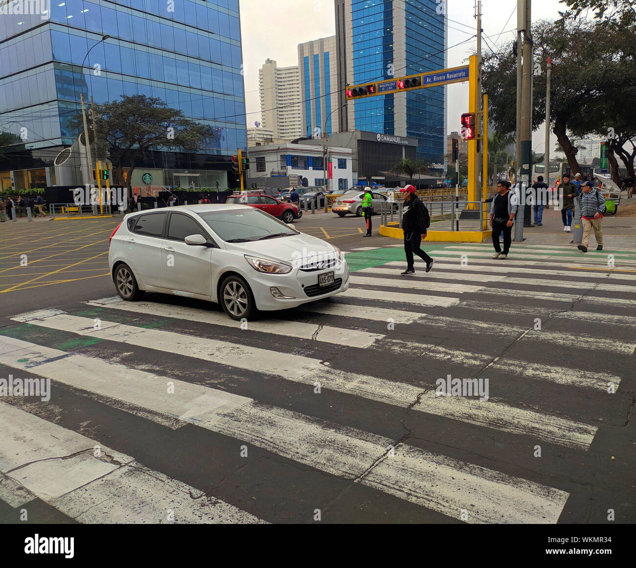 Heavy traffic on the main highway Javier Prado in the district of San ...