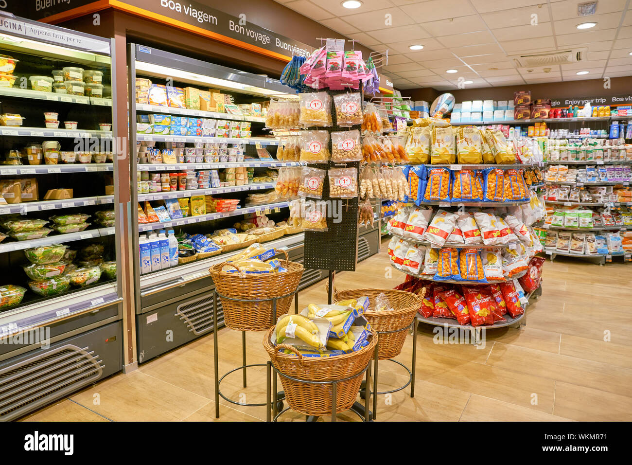 LINATE, ITALY - CIRCA NOVEMBER, 2017: Carrefour Express in Milan Linate ...