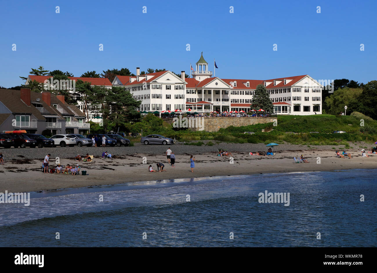 The Colony Hotel with beach.Kennebunkport.Maine.USA Stock Photo - Alamy