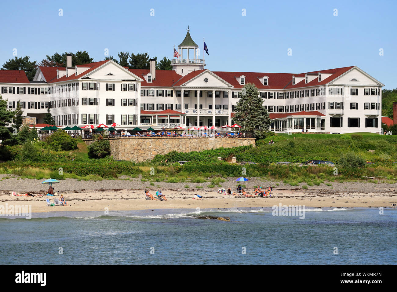 The Colony Hotel with beach.Kennebunkport.Maine.USA Stock Photo - Alamy