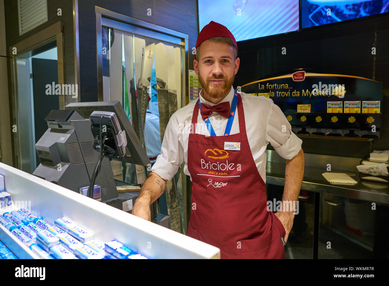 LINATE, ITALY - CIRCA NOVEMBER, 2017: indoor portrait of man at ...