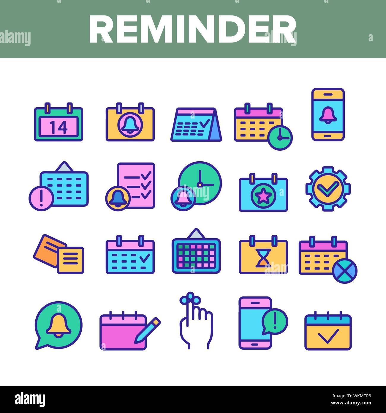 Collection Reminder Elements Vector Icons Set Stock Vector Image & Art ...