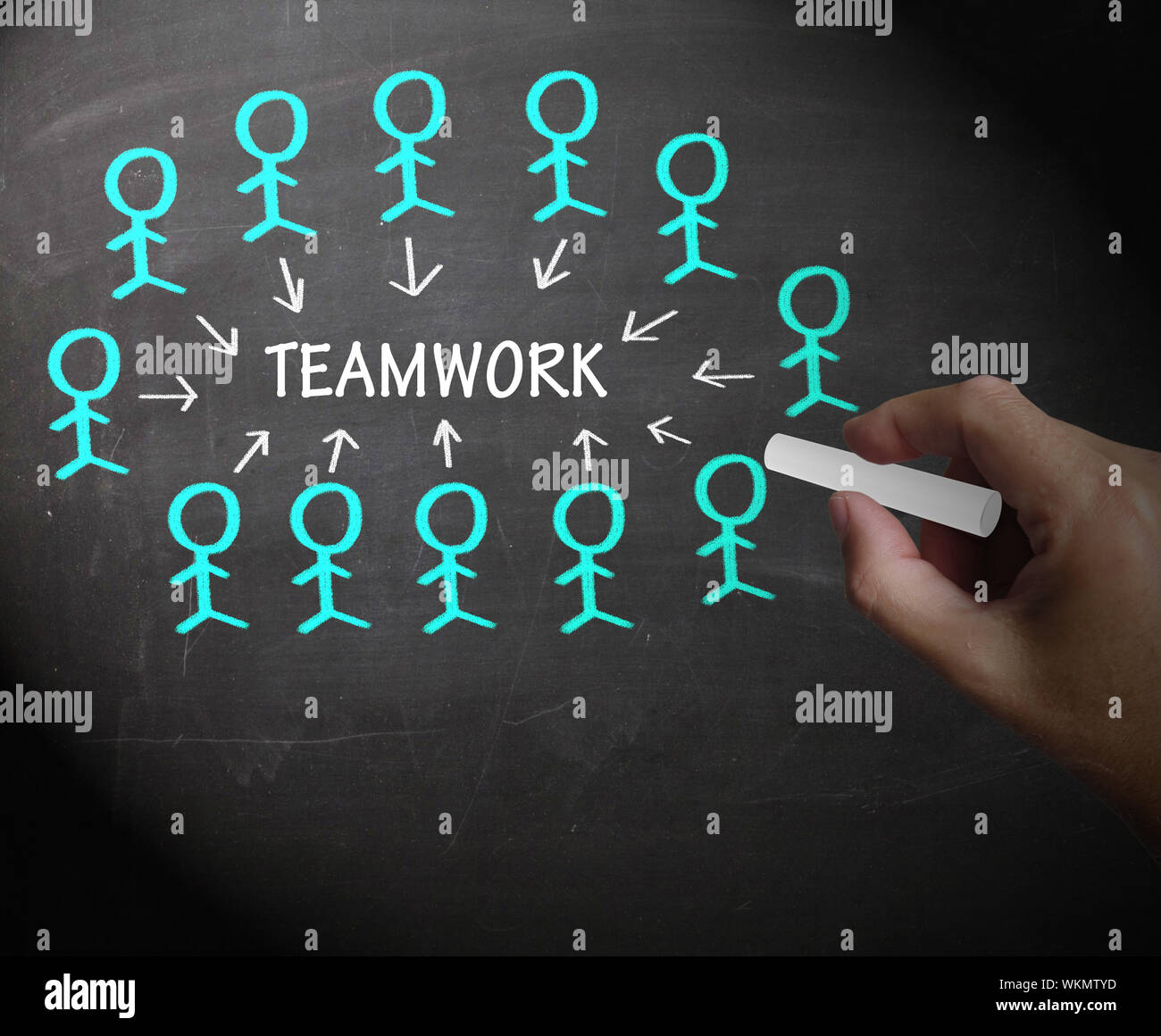 Teamwork Stick Figures Showing Working As A Team Stock Photo - Alamy