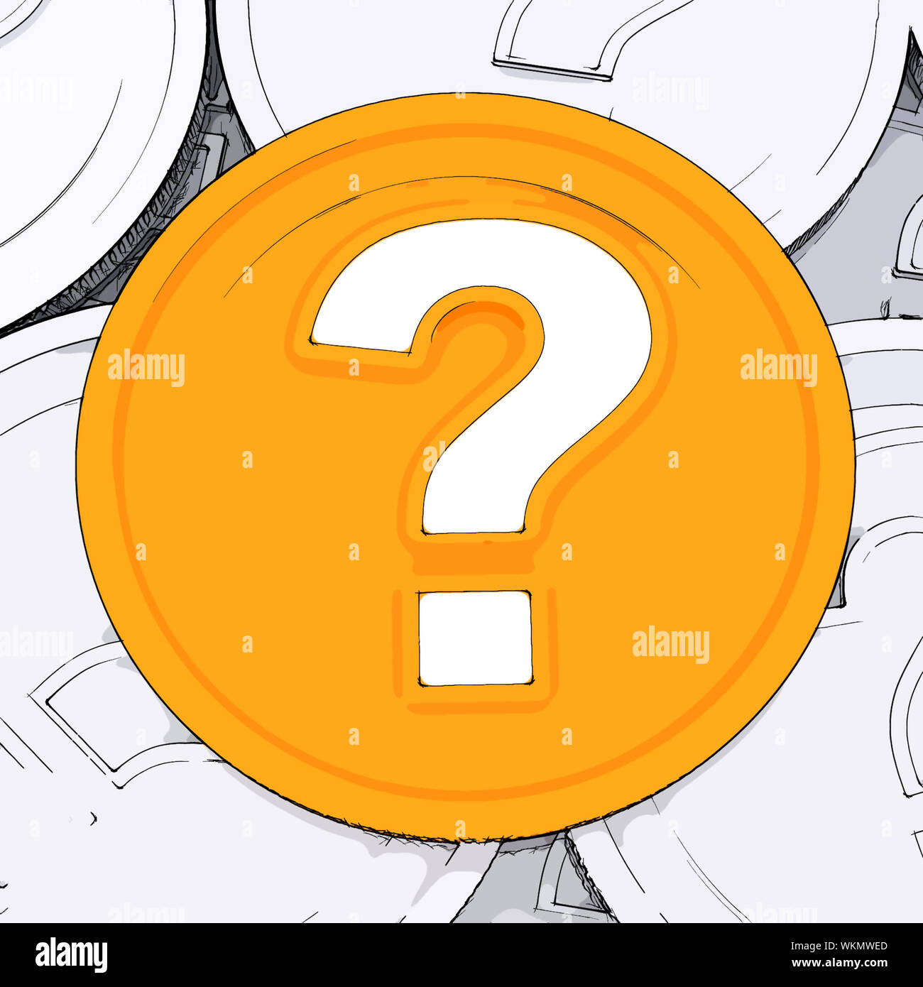 Question Mark Coin Meaning Wondering About Money Stock Photo - Alamy