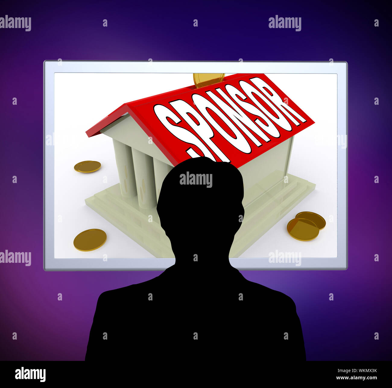 Sponsor On House Or Money Box Man Meaning Sponsoring Home Stock Photo ...