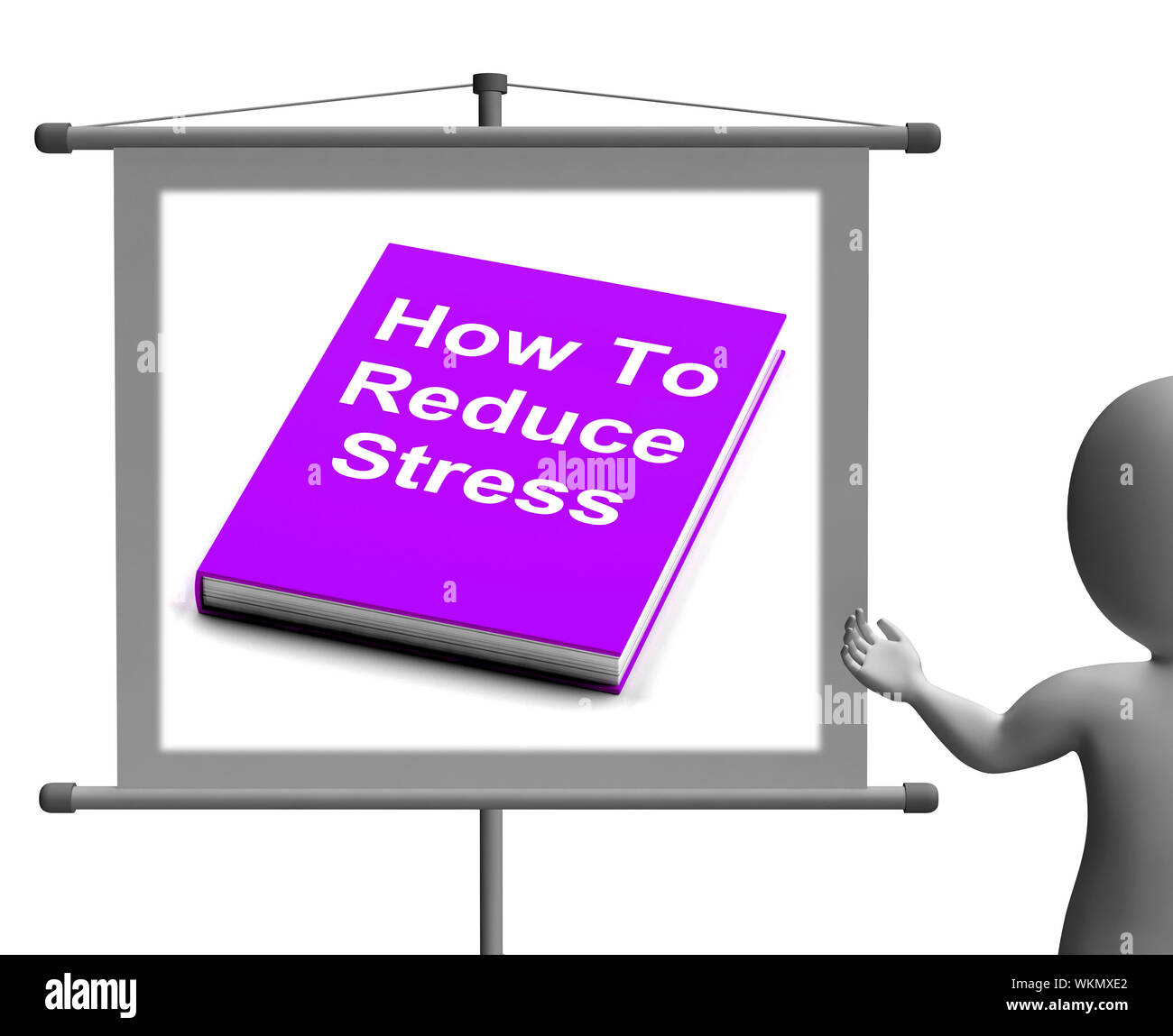 How To Reduce Stress Book Sign Showing Lower Tension Stock Photo - Alamy