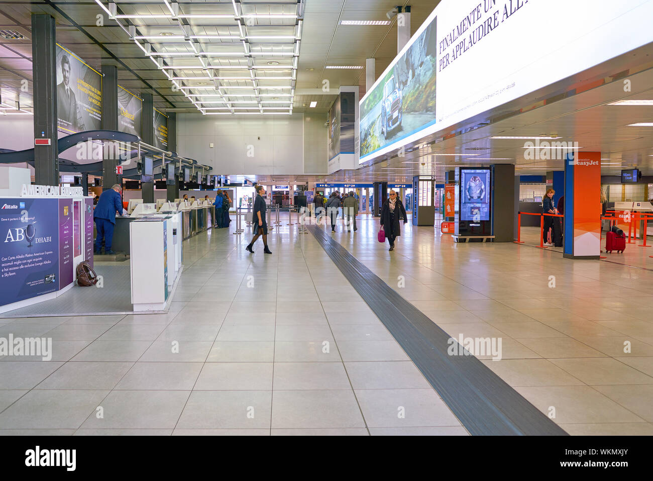 LINATE, ITALY - CIRCA NOVEMBER, 2017: check-in area at Milan Linate ...
