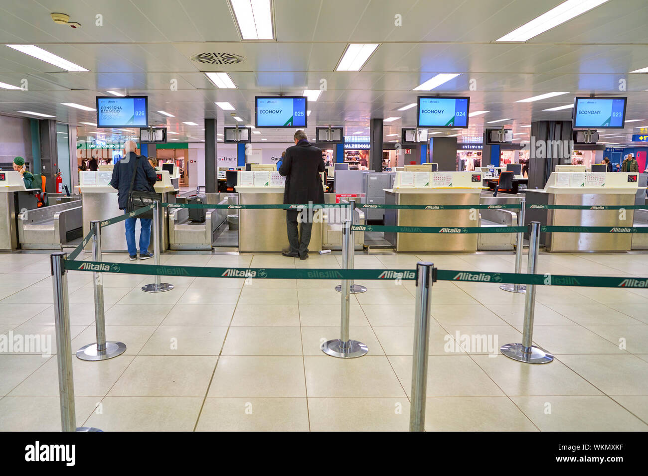 LINATE, ITALY - CIRCA NOVEMBER, 2017: check-in area at Milan Linate ...