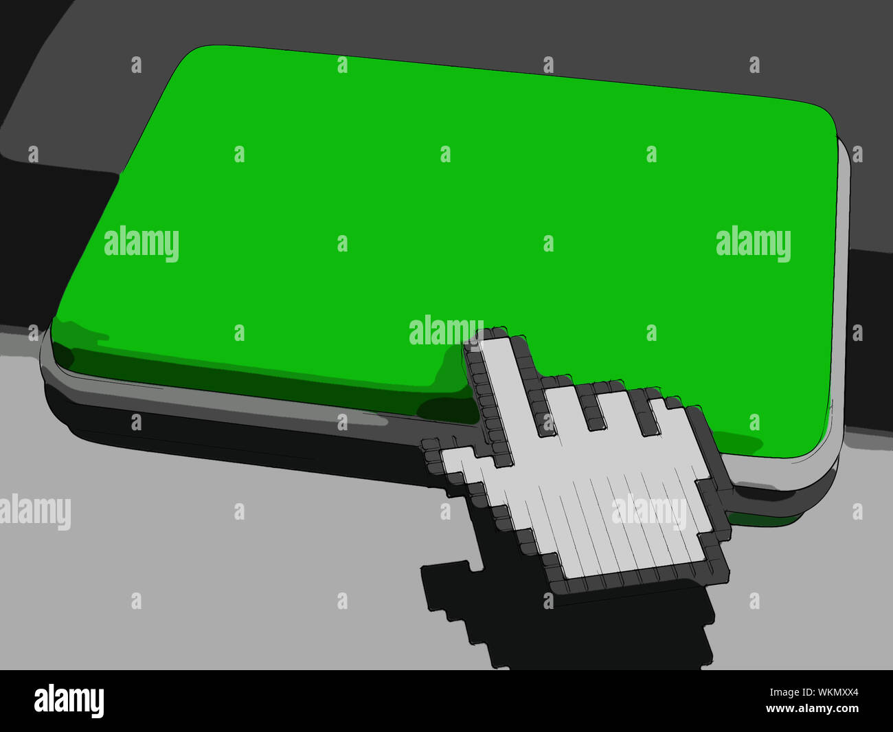 Cursor Hand On Key Background Showing Blank Copy space Click Here Stock ...