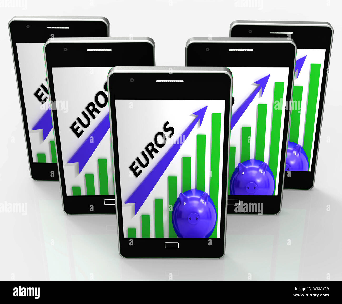 Euros Graph Showing Rising European Currency Value Stock Photo - Alamy