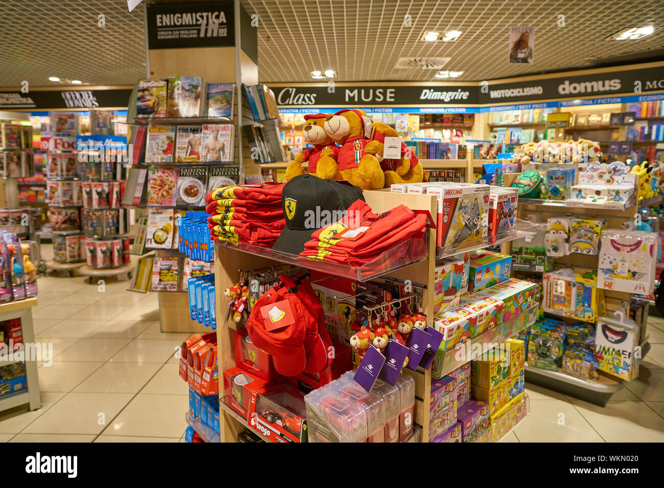 LINATE, ITALY - CIRCA NOVEMBER, 2017: goods on display at Milan Linate ...