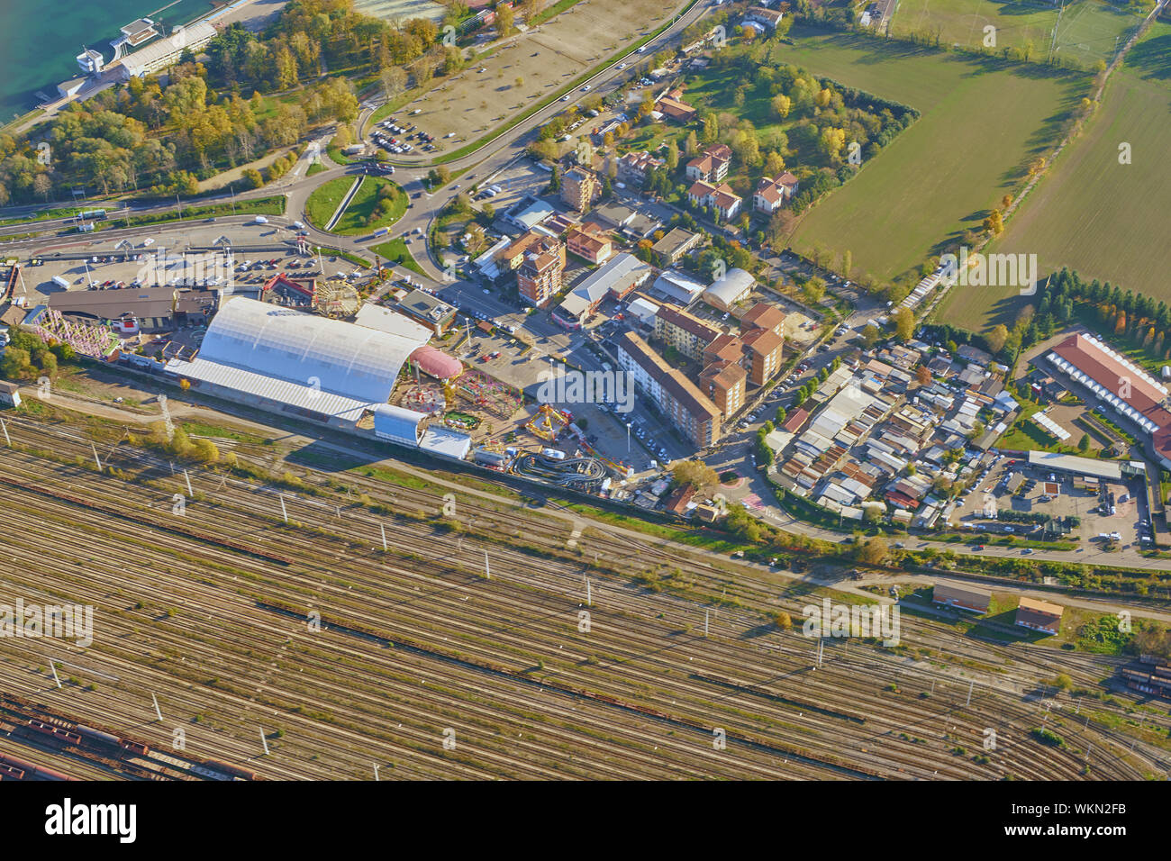 LINATE, ITALY - CIRCA NOVEMBER, 2017: aerial view from aircraft after ...