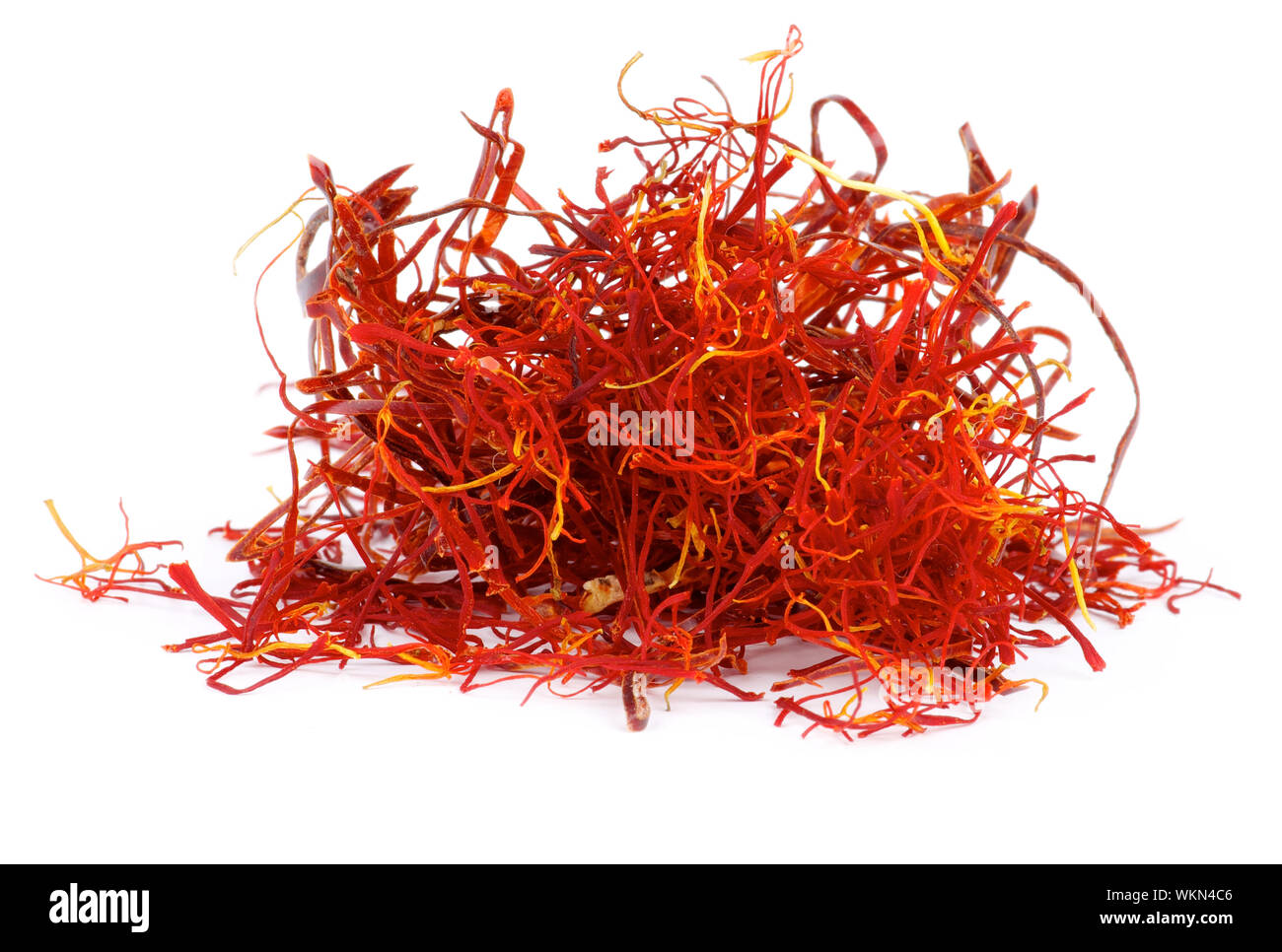 Heap of Perfect Red Saffron isolated on white background Stock Photo ...