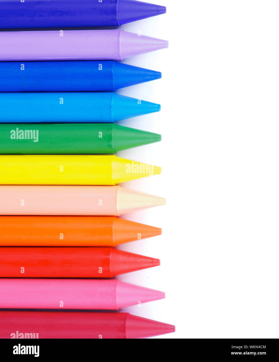 Vertical Frame of Multicolored Polymeric Crayons isolated on white ...