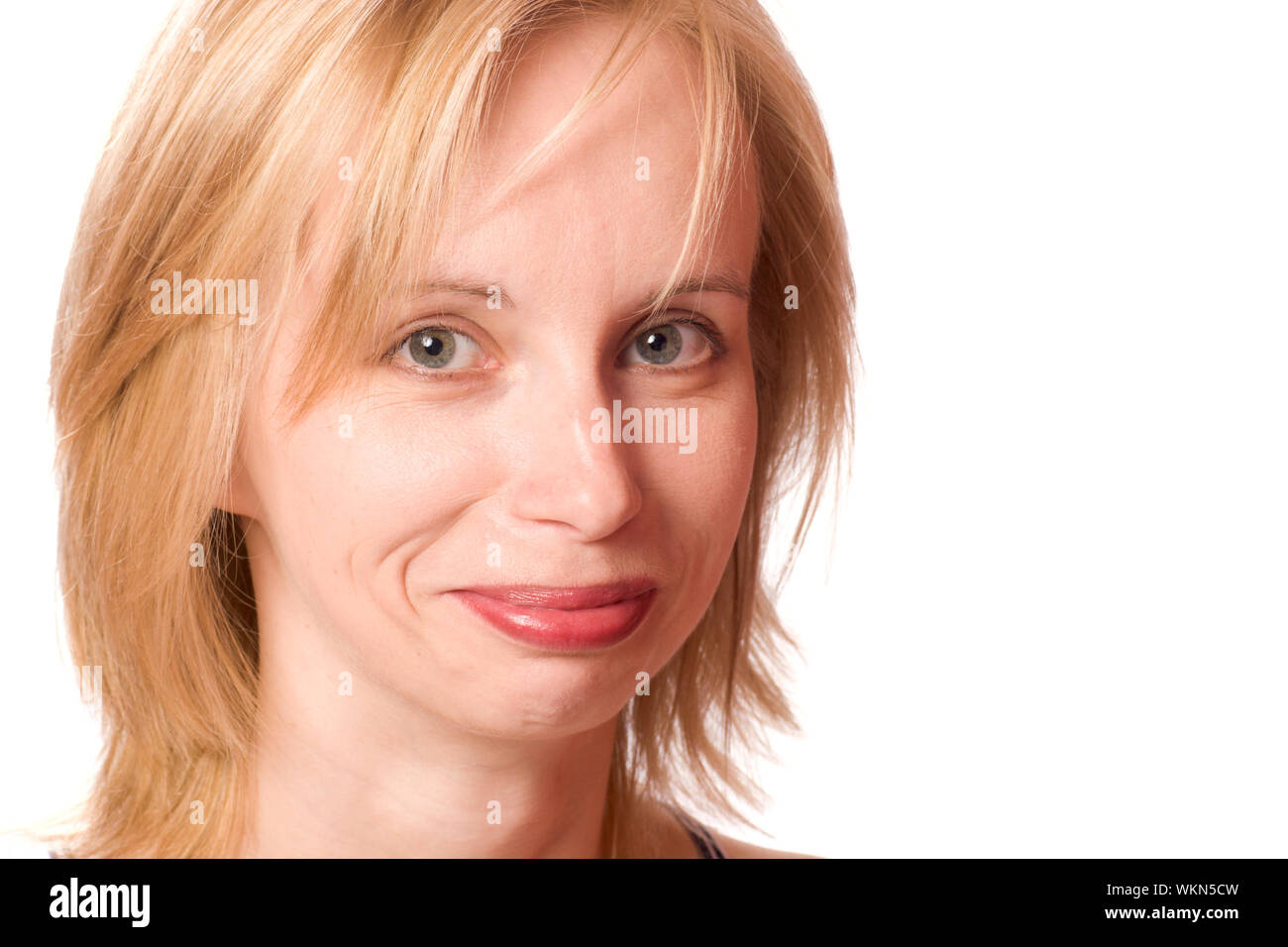 Beautiful young woman with wrinkles isolated on white Stock Photo - Alamy