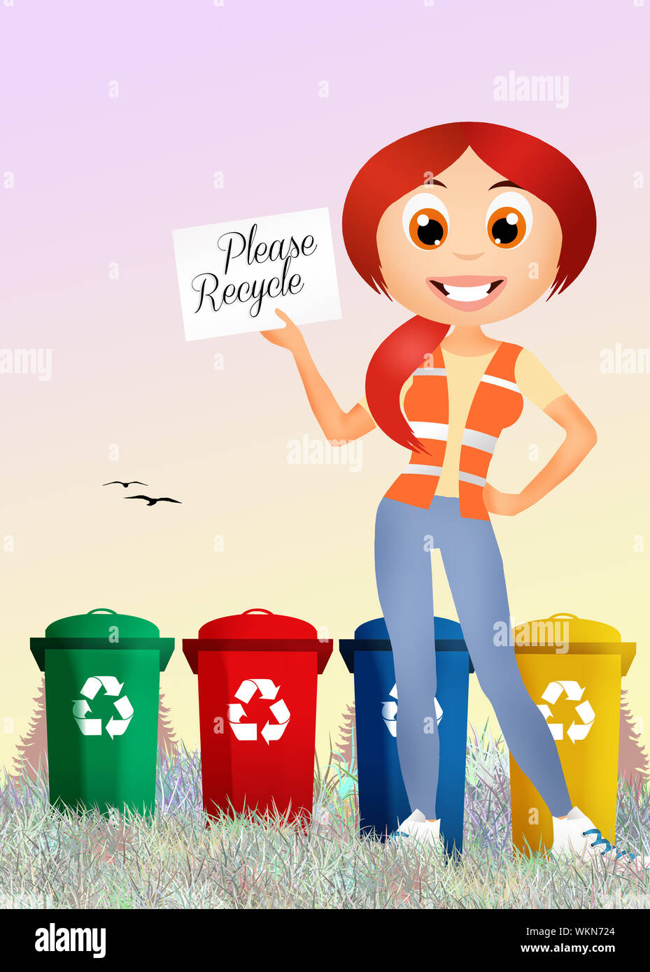 Cartoon girl recycling hi-res stock photography and images - Alamy
