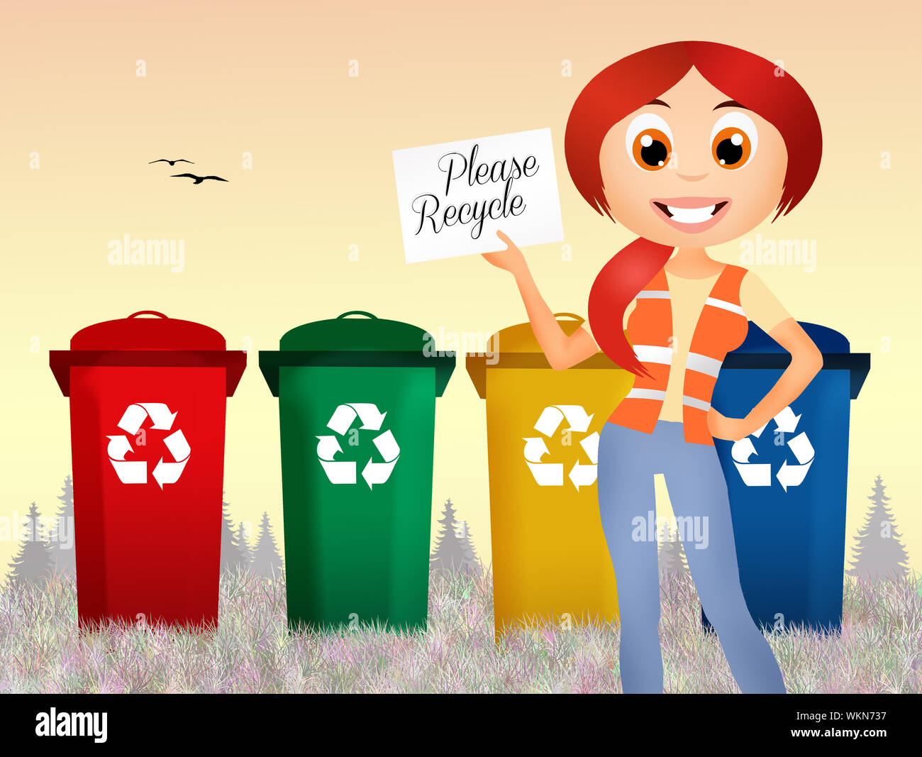 Cartoon Girl Recycling High Resolution Stock Photography and Images - Alamy