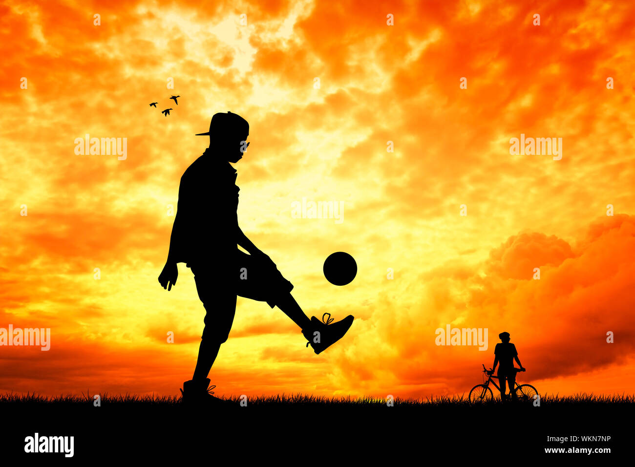 Sunset football field silhouette hi-res stock photography and images ...