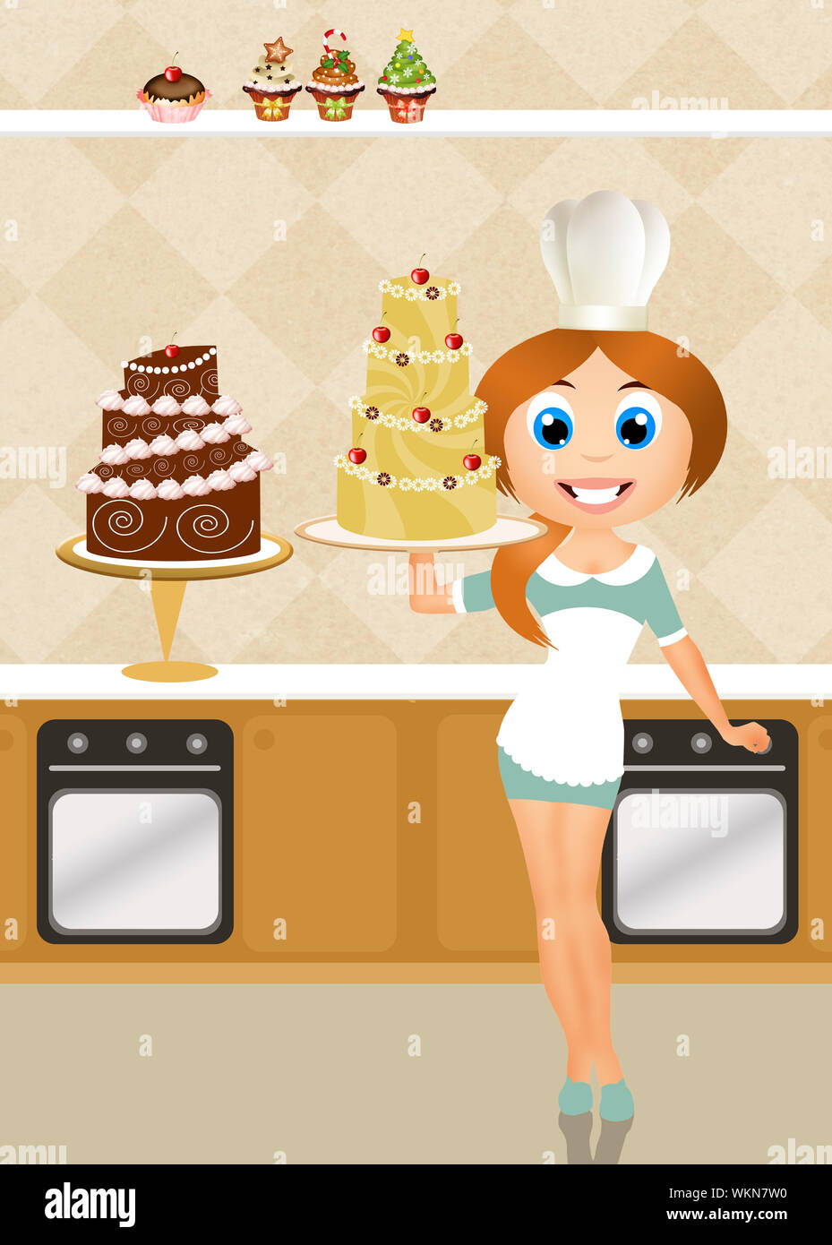 woman cooking cakes Stock Photo - Alamy