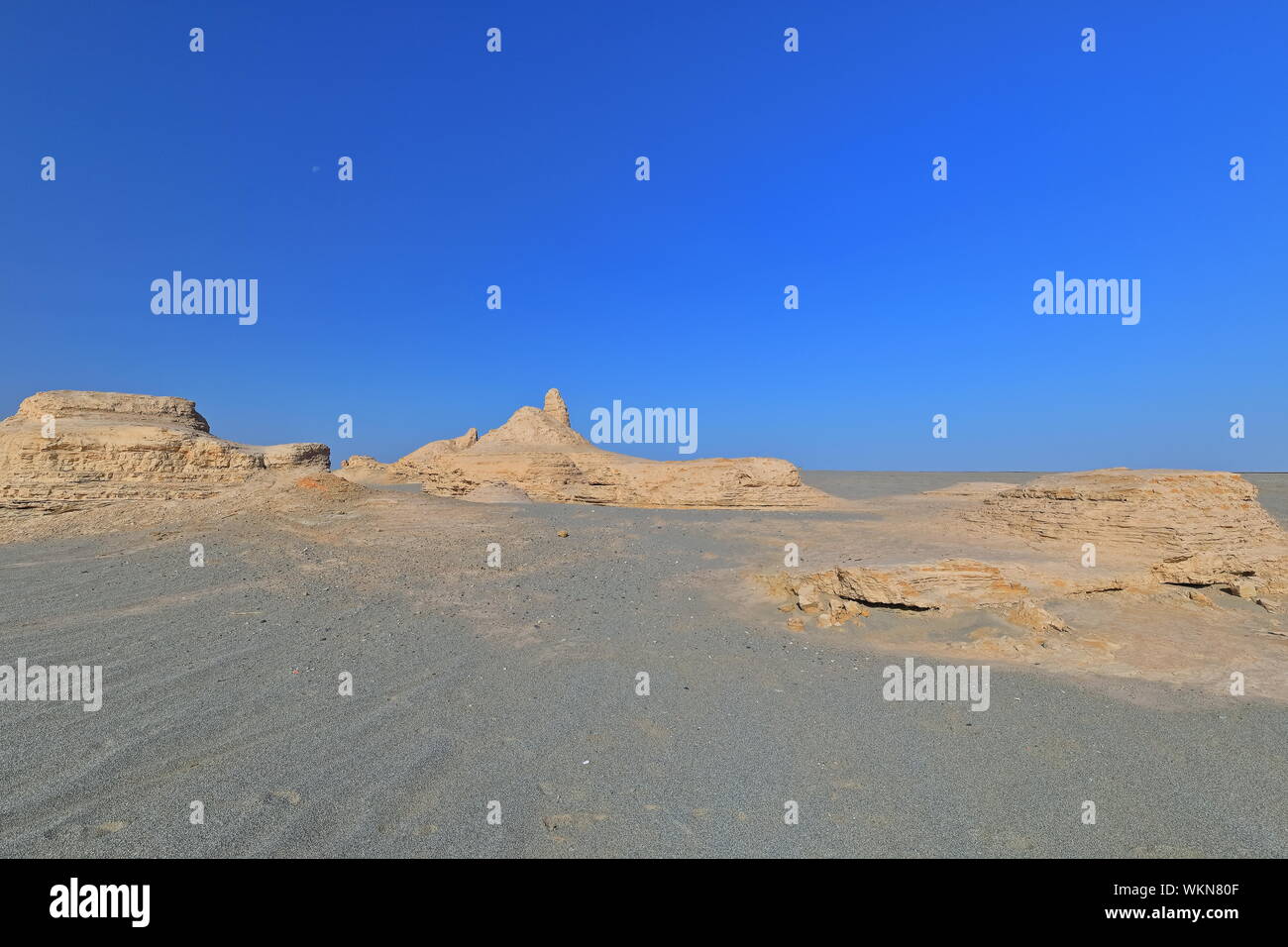Group of ruined Buddhist stupas-shrines-temples. Ancient town of Miran ...
