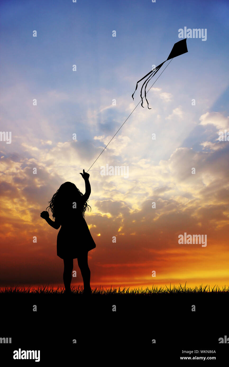 girl with kite Stock Photo - Alamy