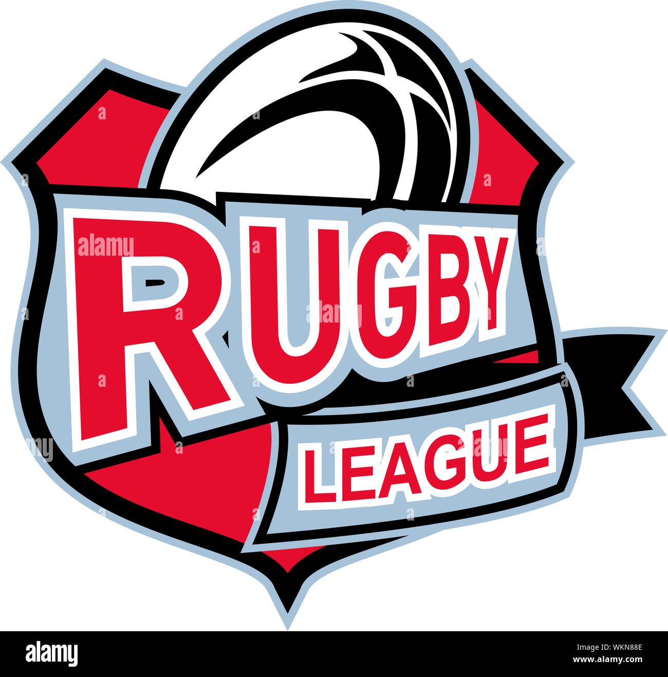 illustration of a rugby ball set insilde shiled with words "rugby ...