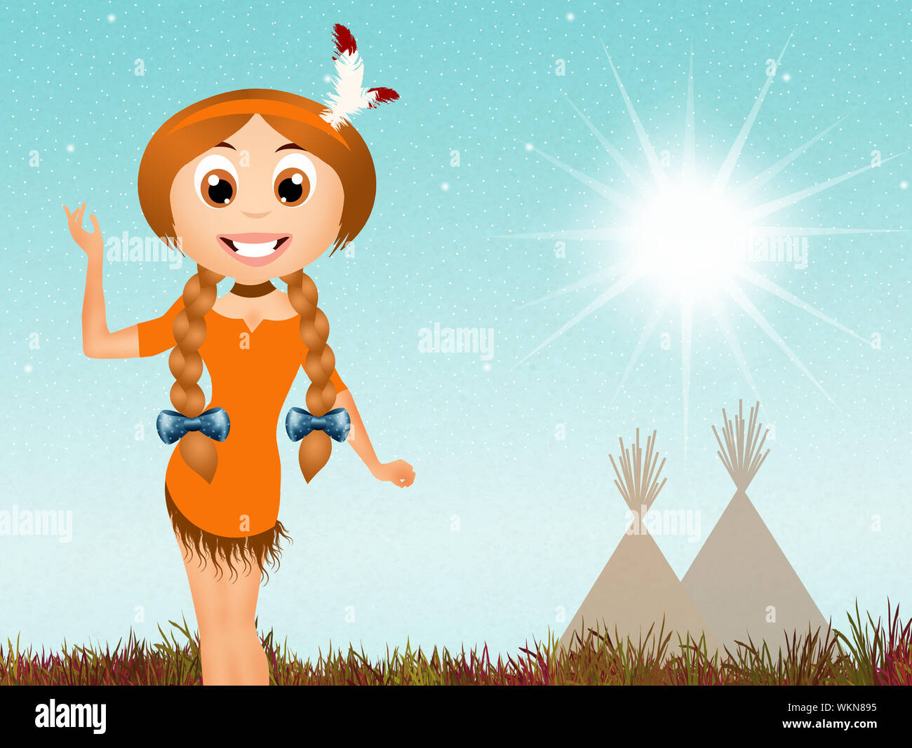 Cartoon illustration native american woman hi-res stock photography and ...