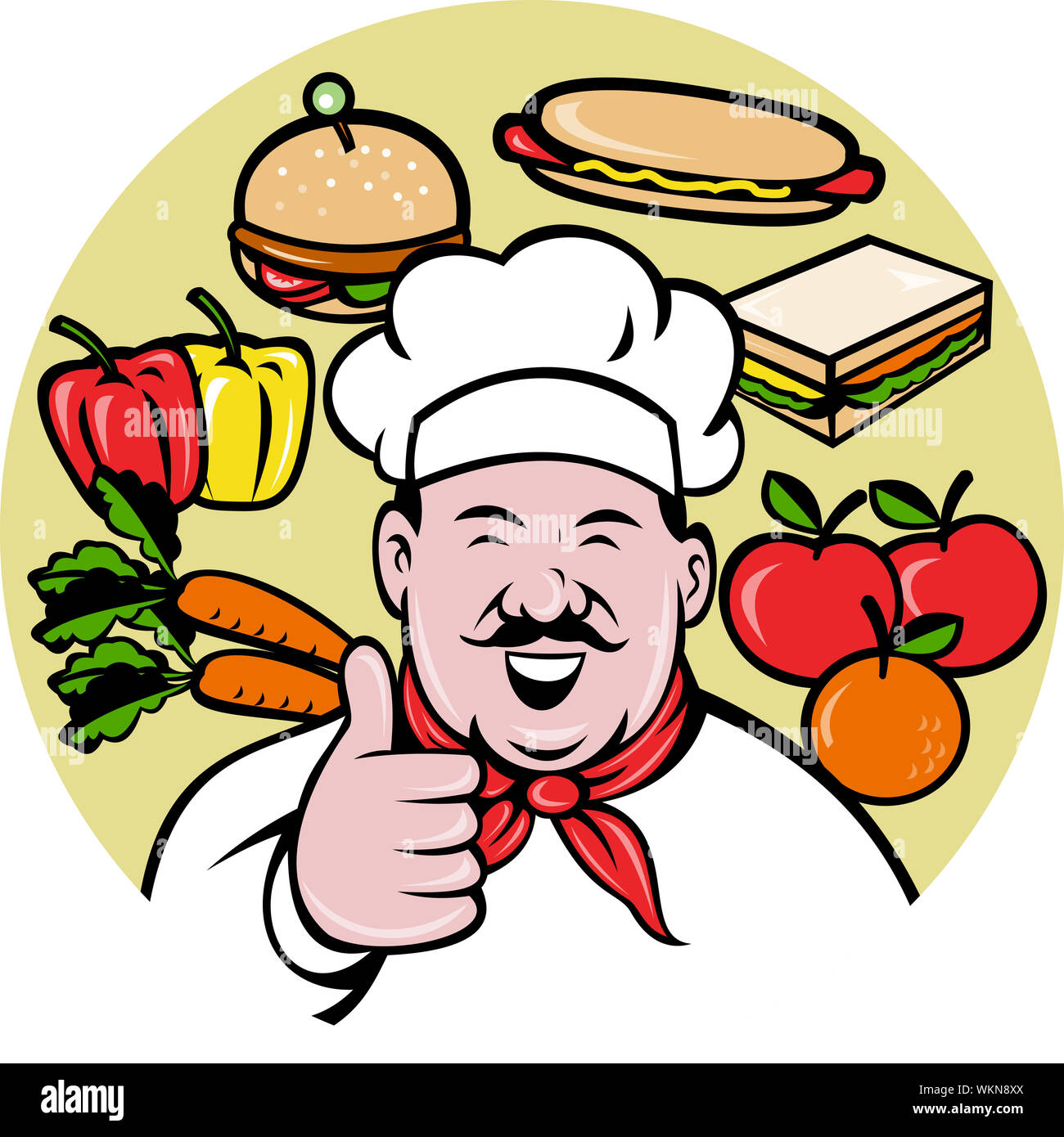 illustration of a Cartoon Chef cook baker with mustache thumbs up ...