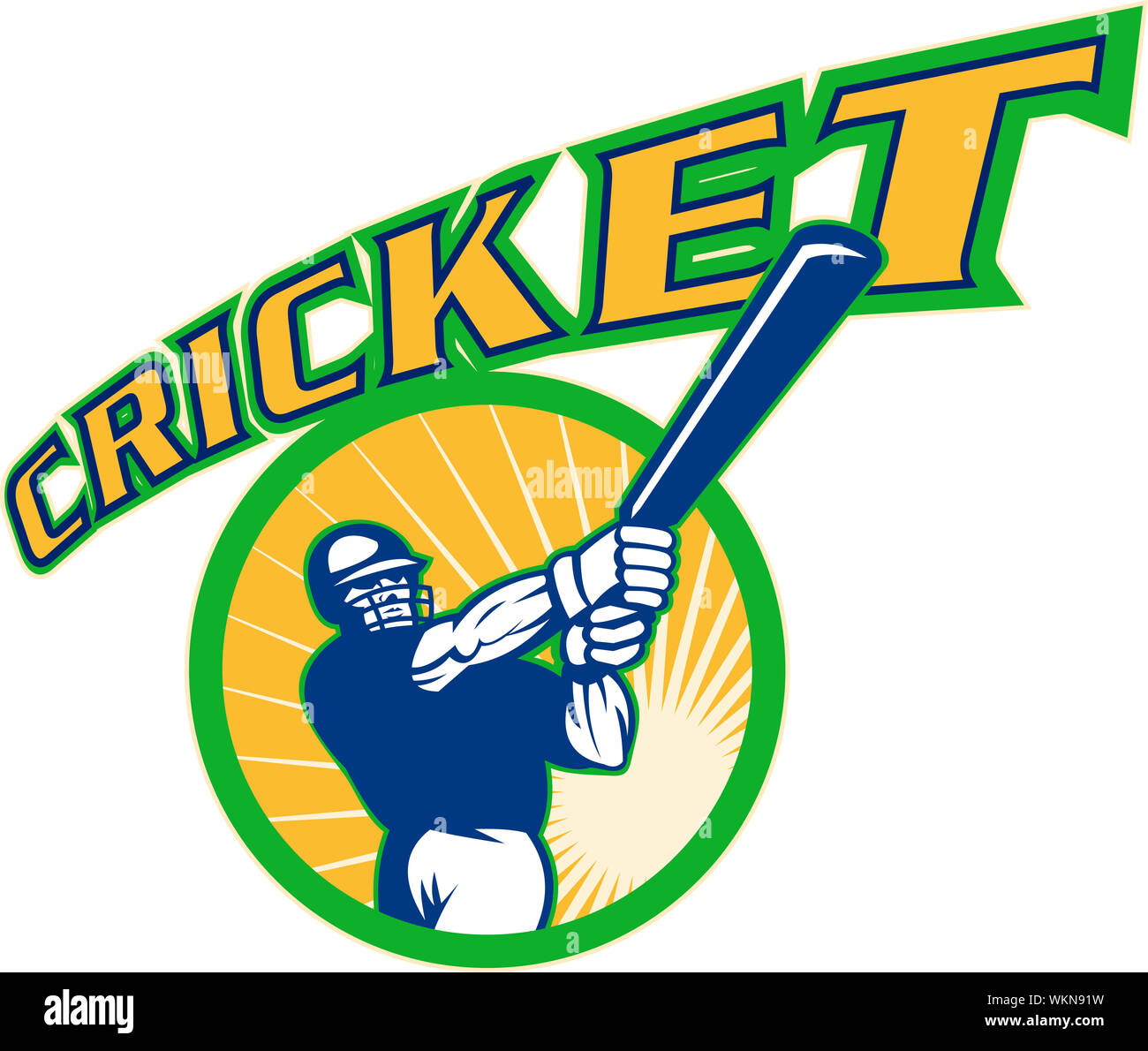 illustration of a cricket batsman batting front view isolated on white ...