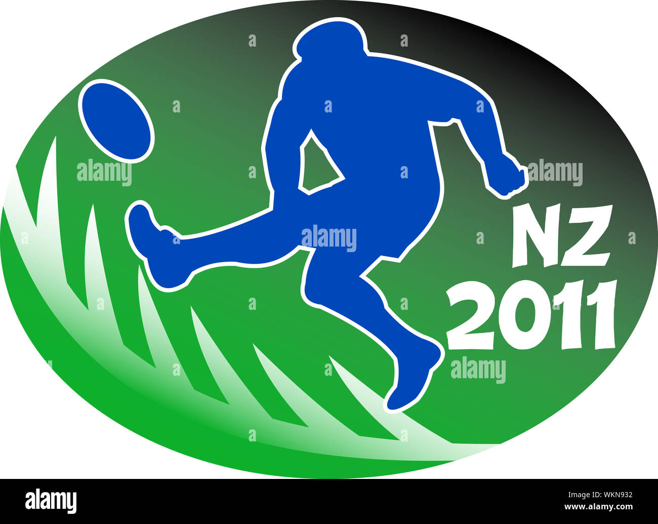 illustration of a rugby player kicking the ball side view set inside ...