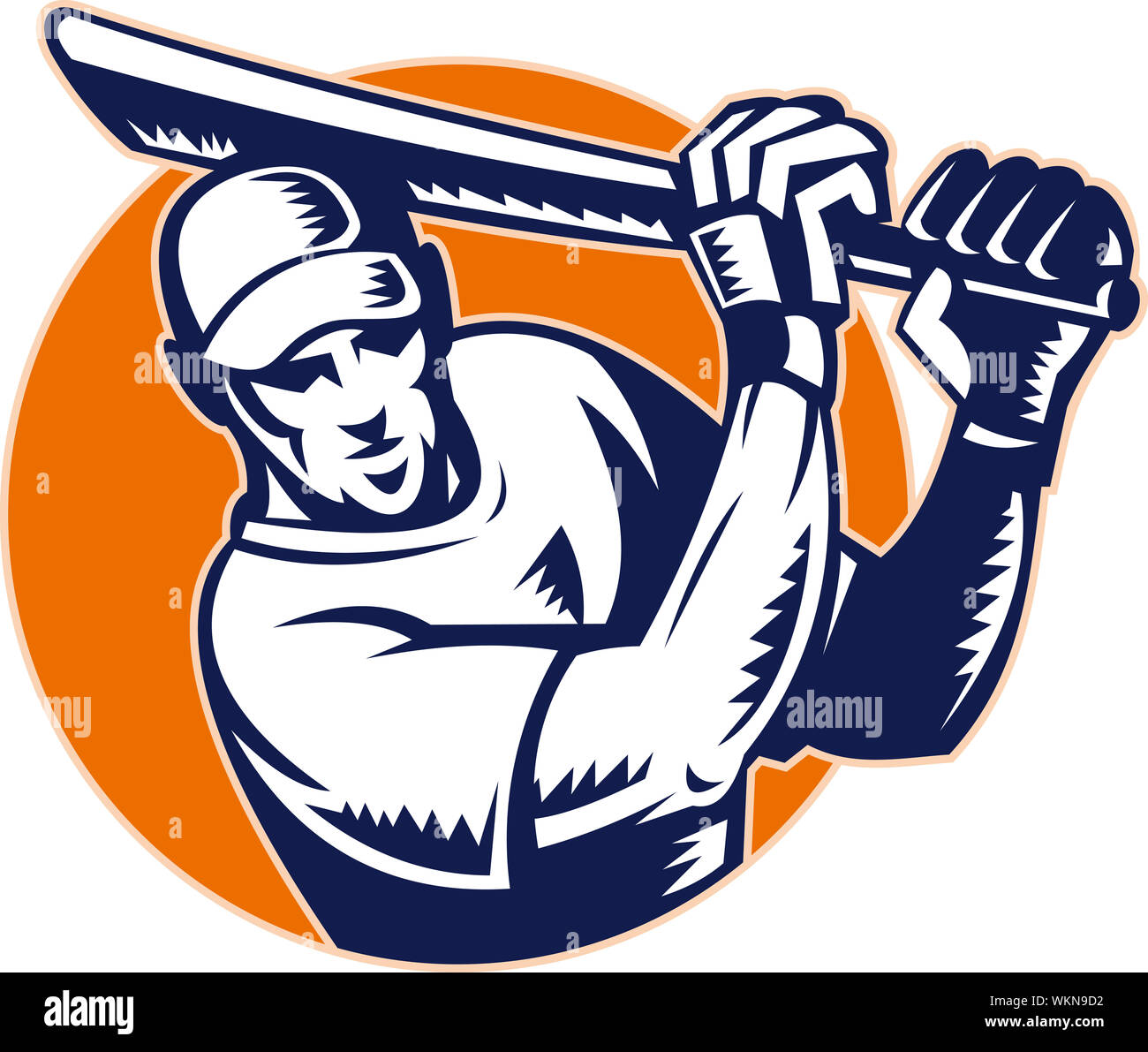 illustration of a cricket batsman batting front view woodcut retro ...