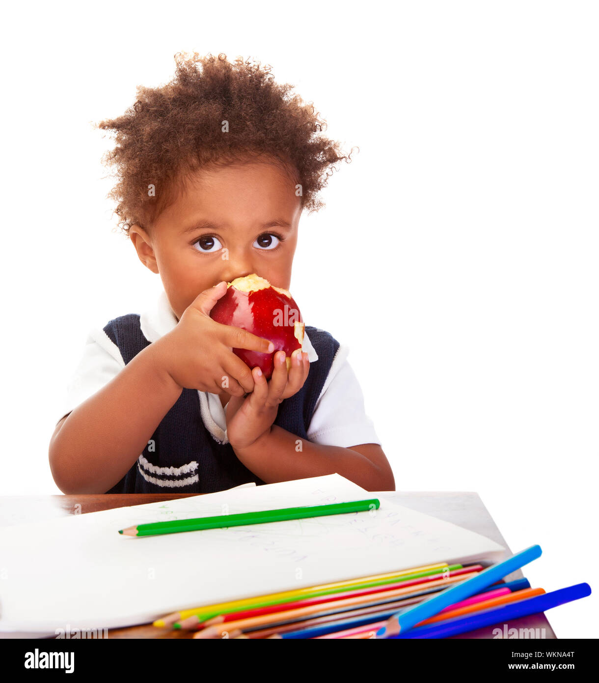 Boy biting pencil hi-res stock photography and images - Alamy