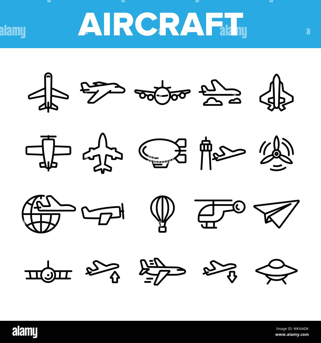 Collection Aircraft Elements Vector Icons Set Stock Vector Image & Art ...
