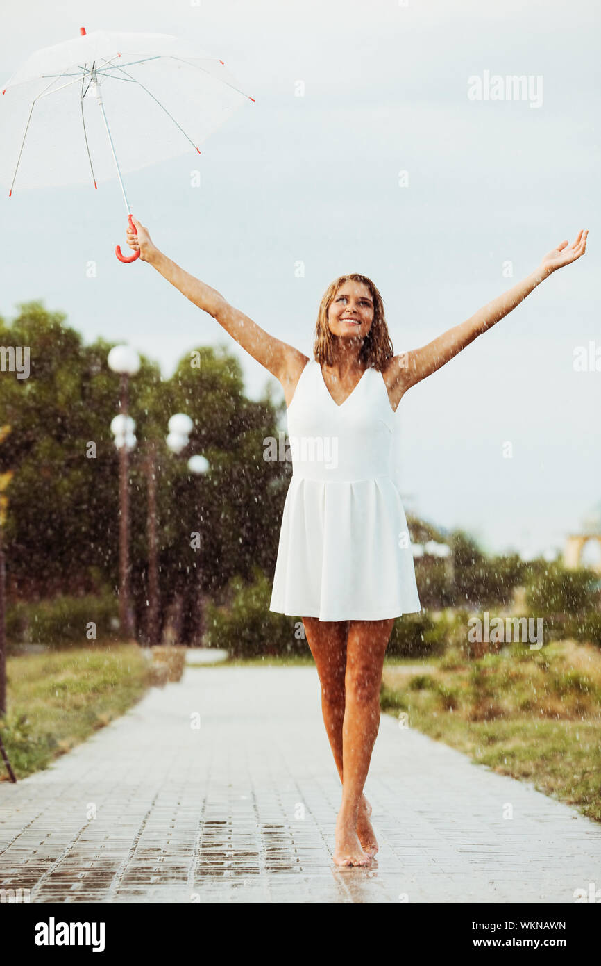 Cheerful wet teen girl hi-res stock photography and images - Alamy