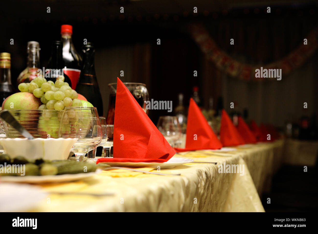Restaurant table with fruits and beverages on it Stock Photo - Alamy