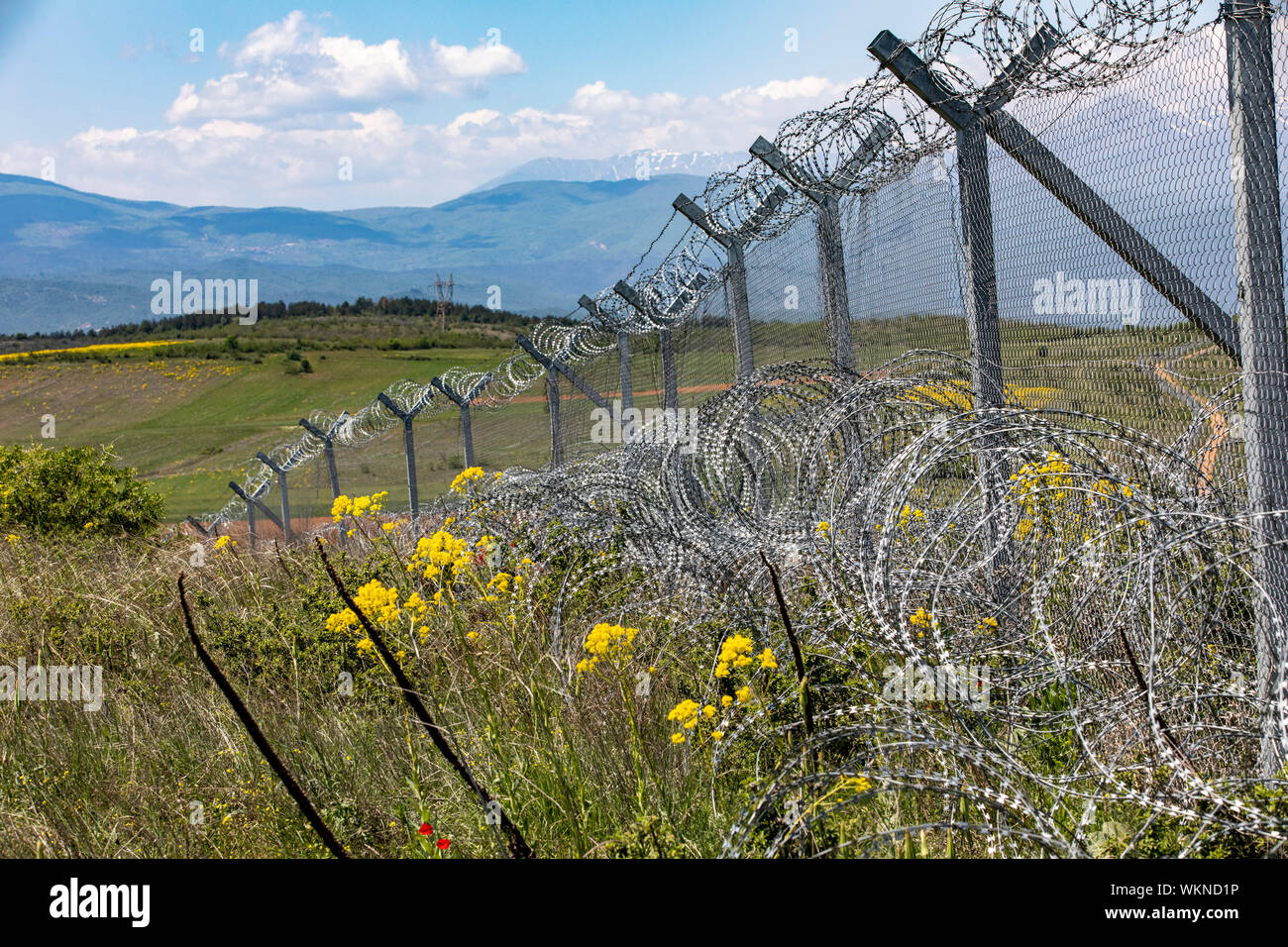 Greece, border with North Macedonia, section at boundary stone 52 Stock ...