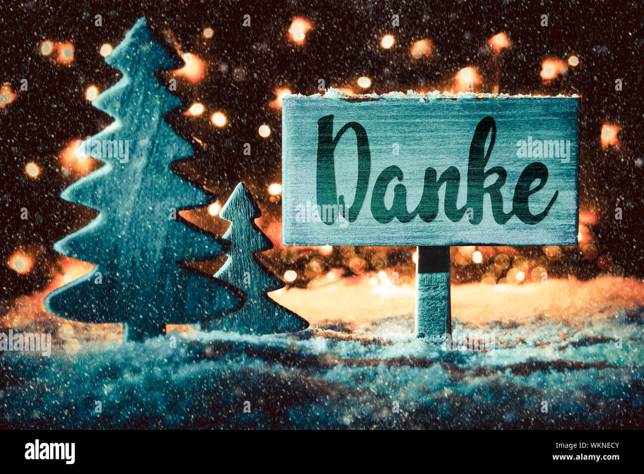 Sign, Tree, Snowflakes, Calligraphy Danke Mean Means Thank You Stock ...