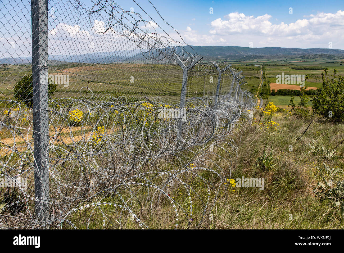 Greece, border with North Macedonia, section at boundary stone 52 Stock ...