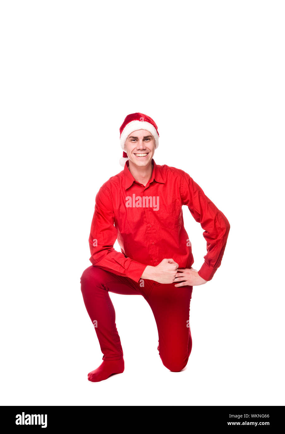 Jolly male elf isolated on a white background Stock Photo - Alamy