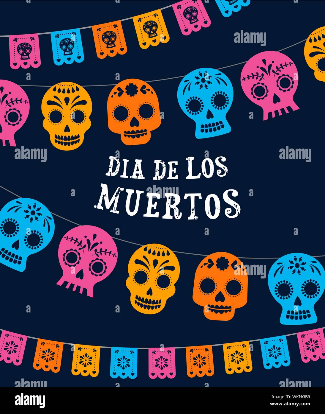 Day of the dead, Dia de los muertos, banner with colorful Mexican ...