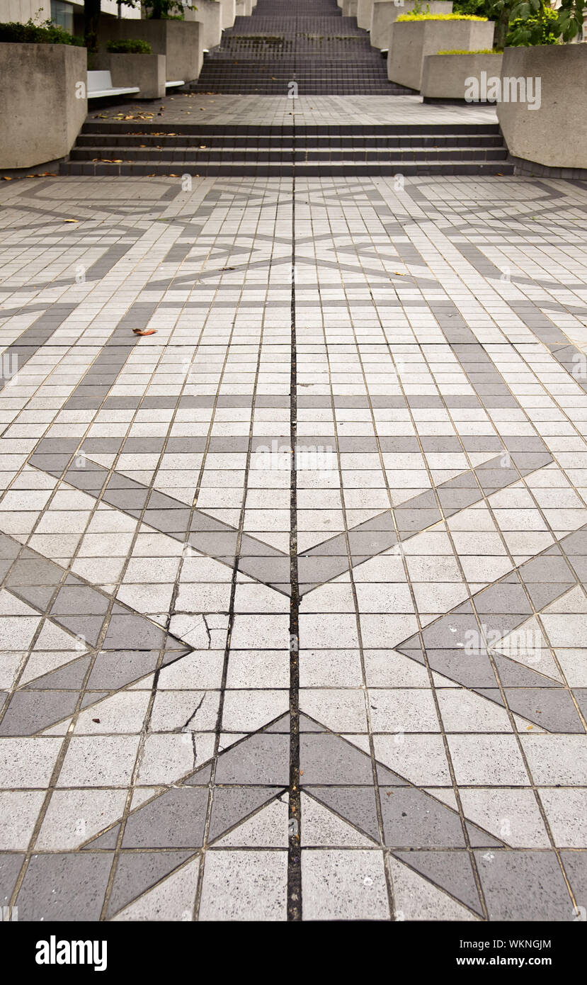 Tiles and step with geometric patterns in gray Stock Photo - Alamy