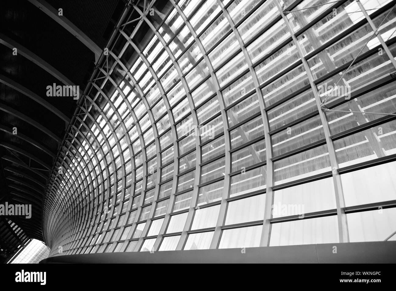 Modern architecture background of steel line indoor Stock Photo - Alamy