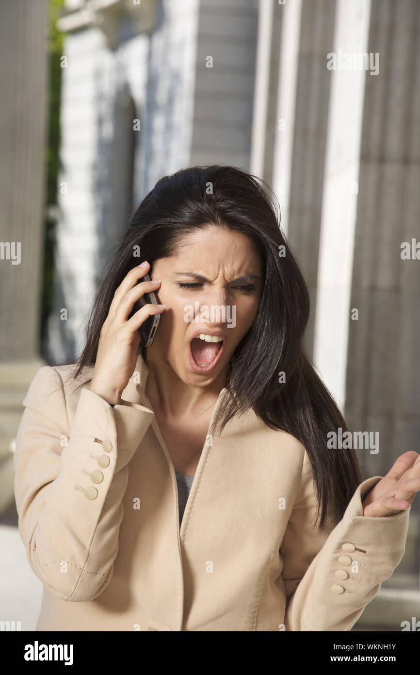 Angry telephone call woman hi-res stock photography and images - Alamy