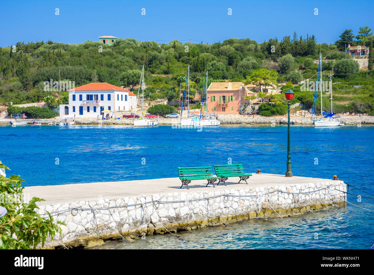Picturesque Fiskardo village in Kefalonia island, Greece Stock Photo ...