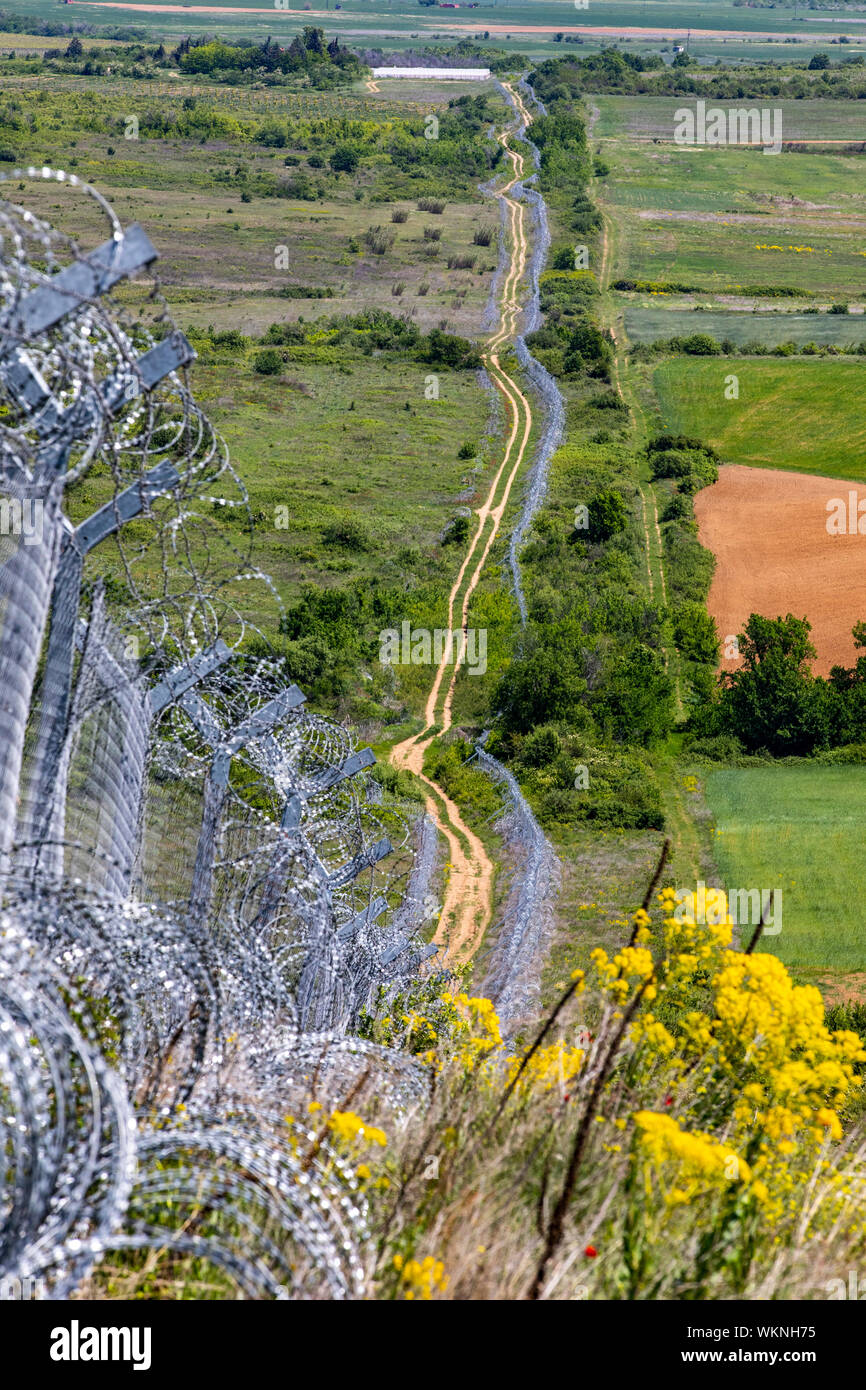 Greece, border with North Macedonia, section at boundary stone 52 Stock ...