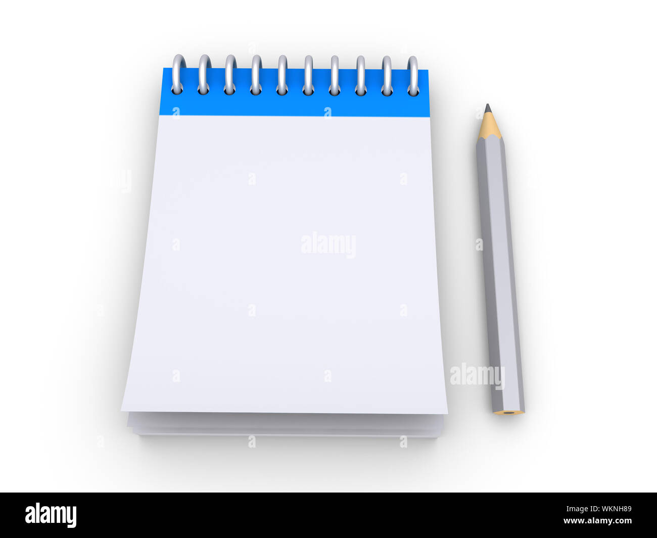 3d empty notepad with a pencil next to it Stock Photo - Alamy